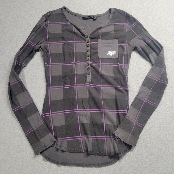 Fox | Tops | Vintage Fox Racing Womens Medium Black Long Sleeve Henley ...